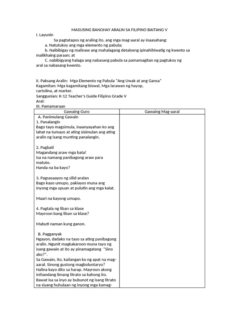 Pabulalp - Uwak at Gansa | PDF