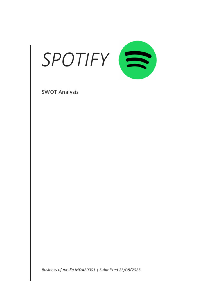 Spotify SWOT Analysis 2023 Insights | PDF | Spotify | Streaming Media