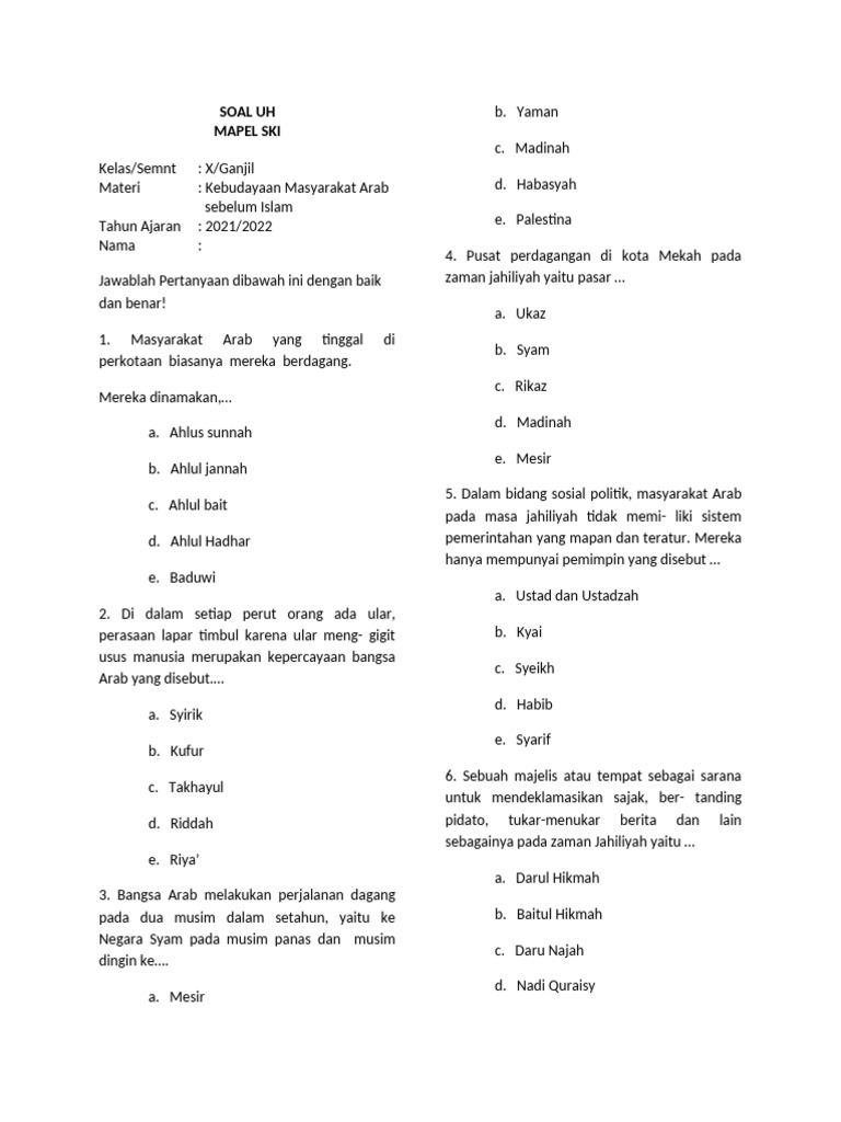 Soal Uh | PDF