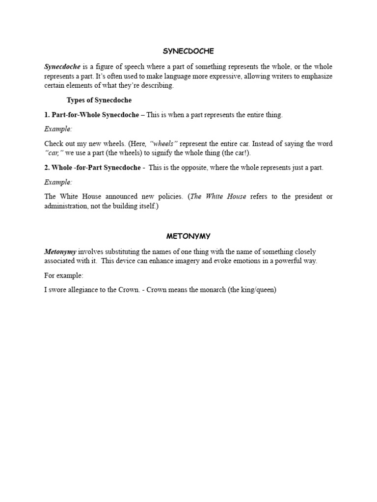 SYNECDOCHE-and-METONYMY | PDF