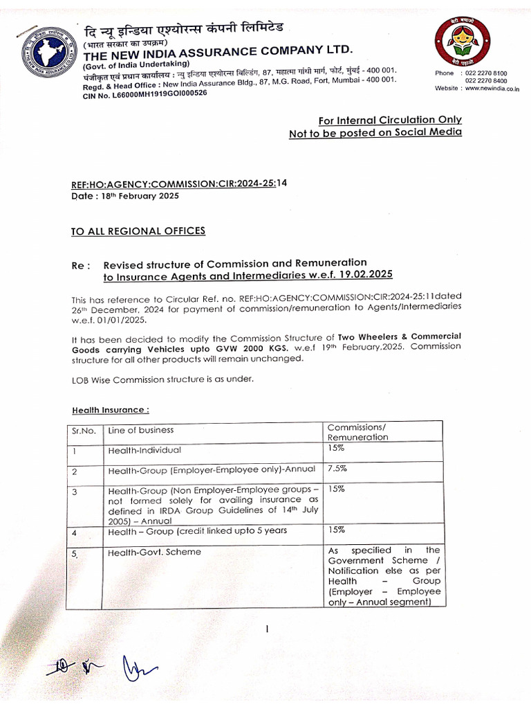 Circular For Revised Structure of Commission and Remuneration To ...