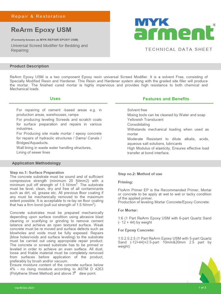 ReArm Epoxy USM Ver 6 | PDF | Concrete | Epoxy