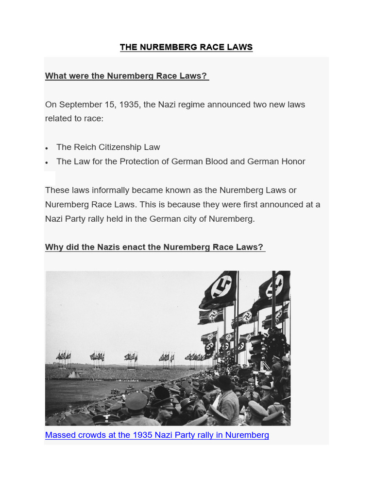 The Nuremberg Race Laws and The Enabling Act | PDF | Politics Of ...