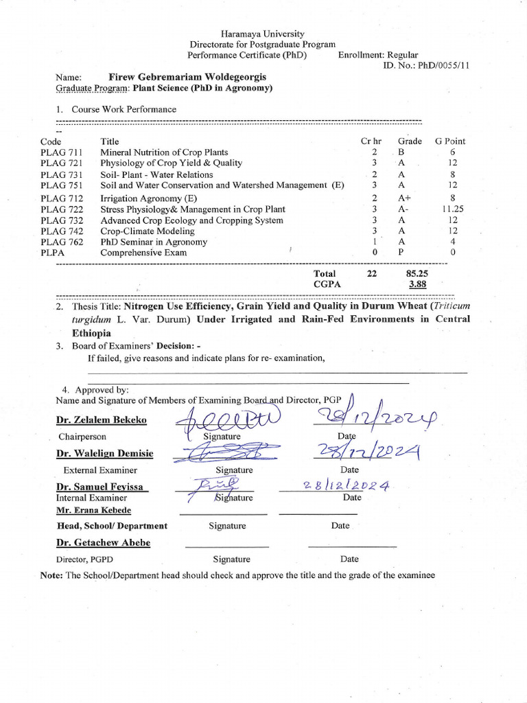 Firew PHD Grade Report | PDF