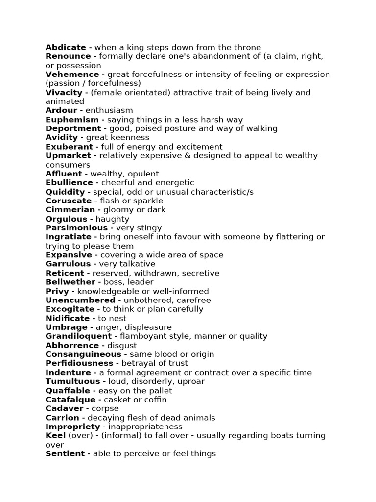 Fancy Words I Always Forget Part 2 | PDF