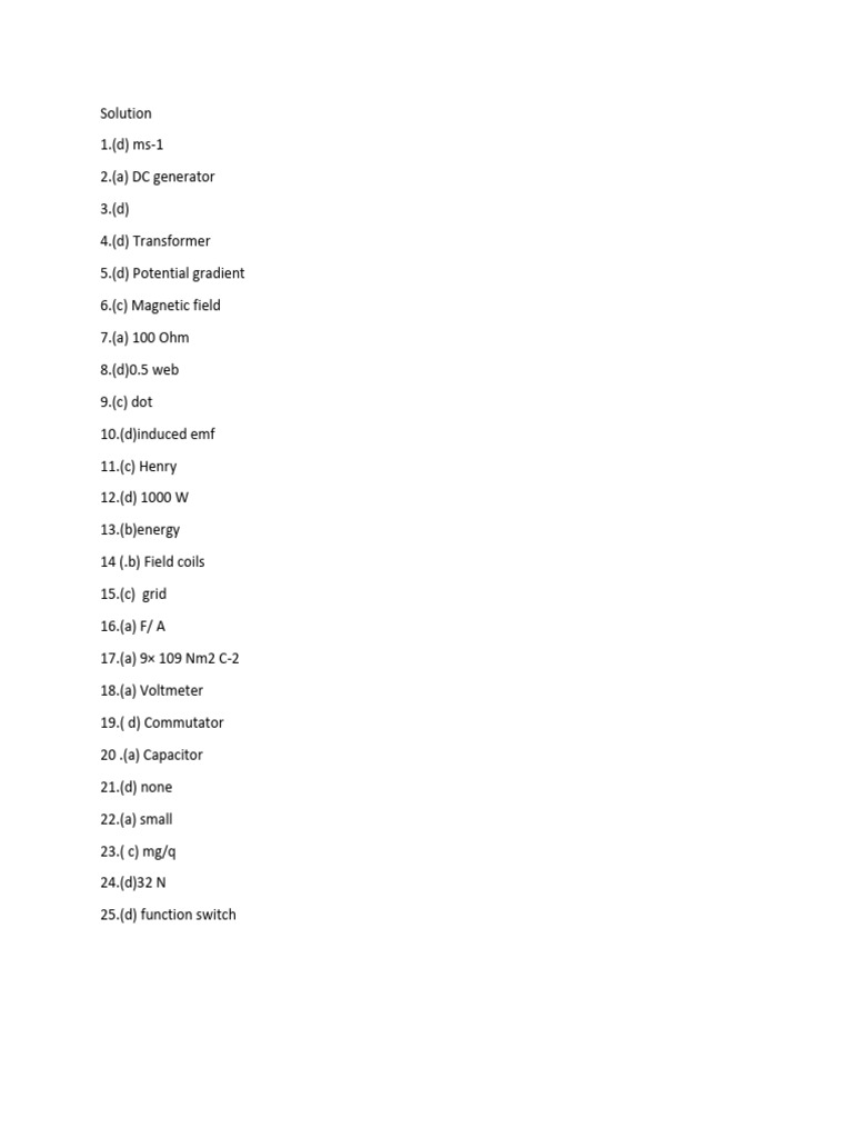 Physics XII Worksheet 1 Solution | PDF
