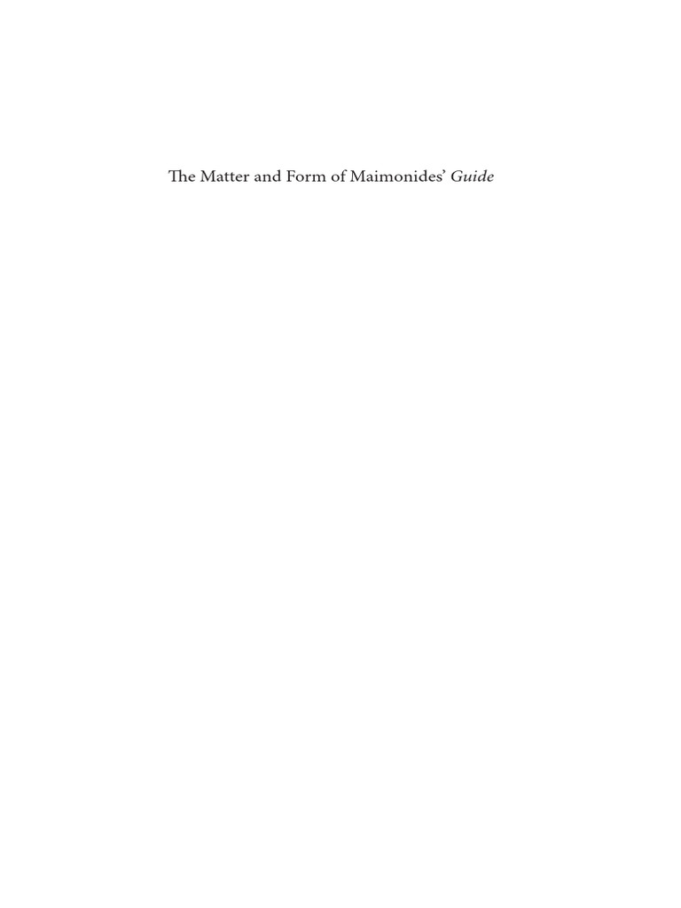 Stern, Josef, Form and Matter of Maimonides' Guide | PDF | Maimonides ...