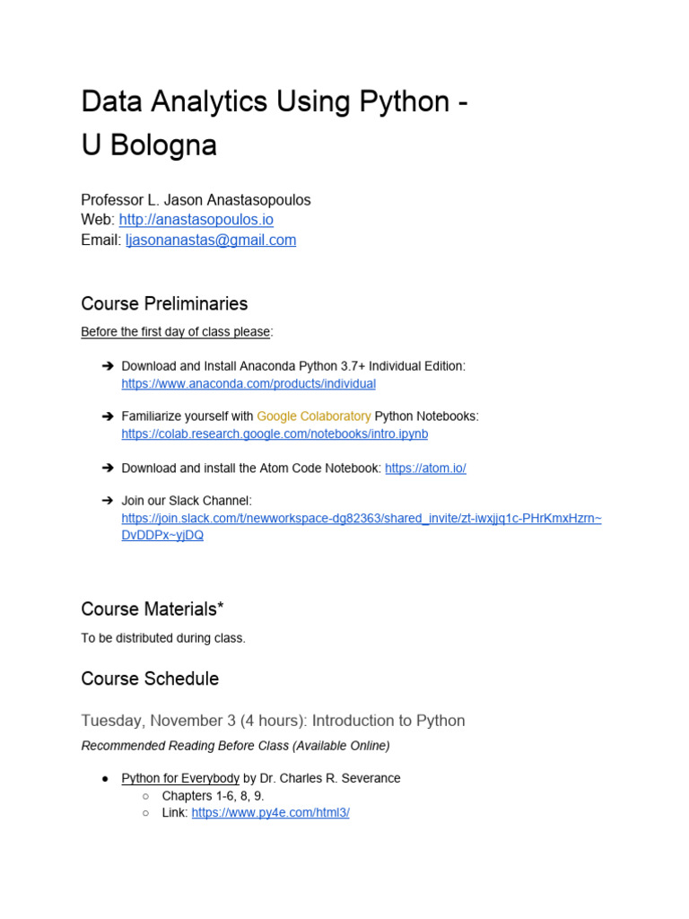 Data Analytics Using Python - Bologna.docx | PDF
