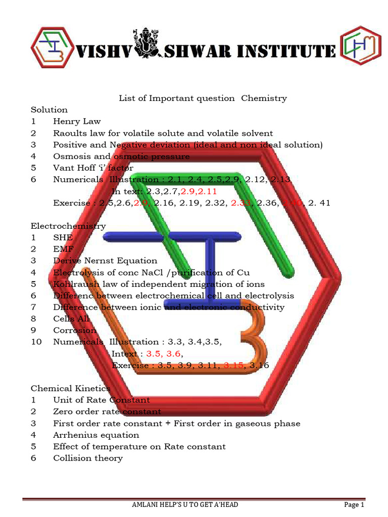Important Chemistry Questions & Solutions | PDF | Aldehyde | Ether