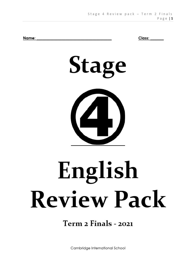 Stage 4 English Term 2 Final Review Pack Answer Key | PDF | Grammar ...