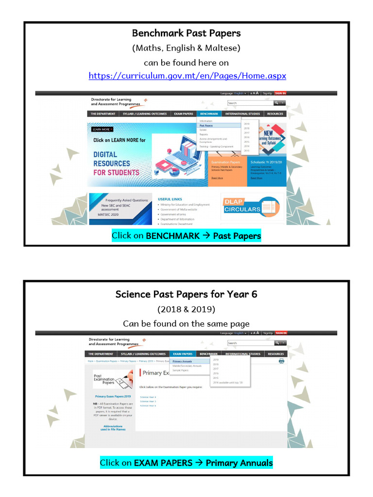 Benchmark Science Past Papers Link | PDF