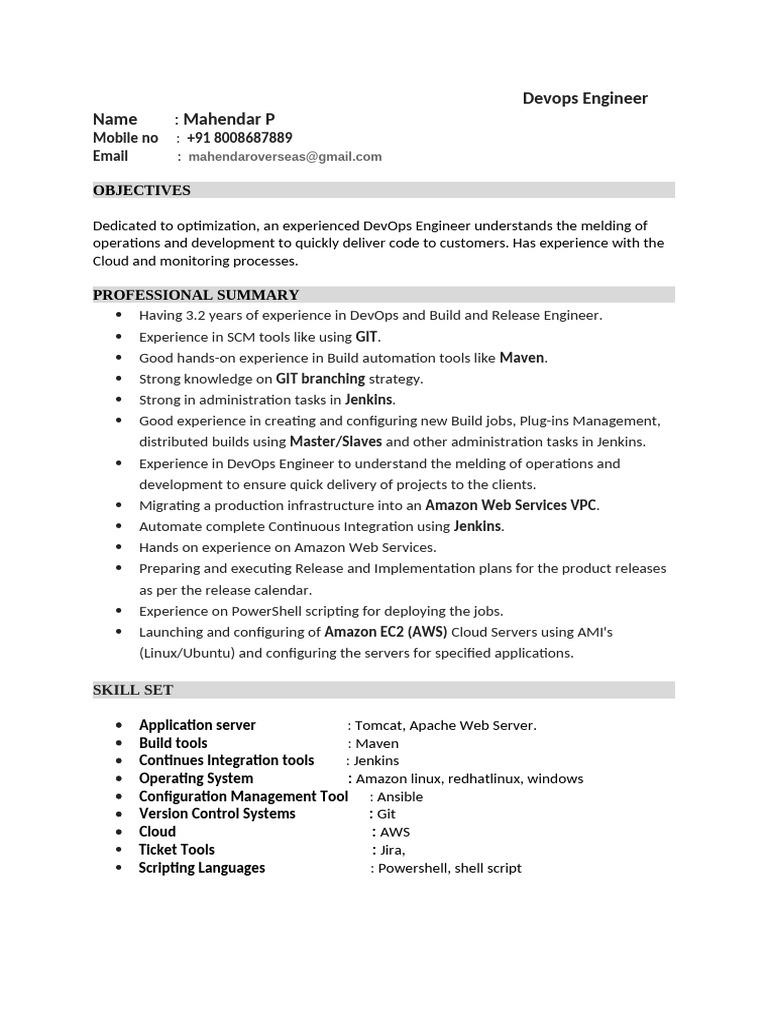 new resume Mahe | PDF | Amazon Web Services | Cloud Computing