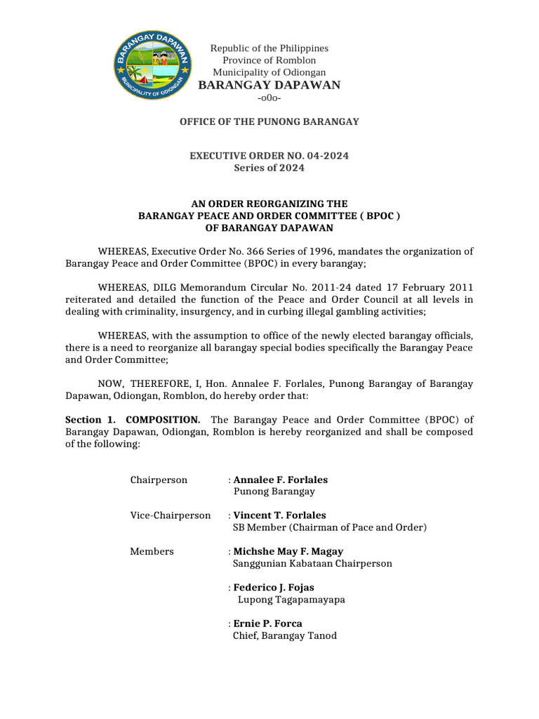 Barangay Peace and Order Council | PDF | Criminal Law | Justice