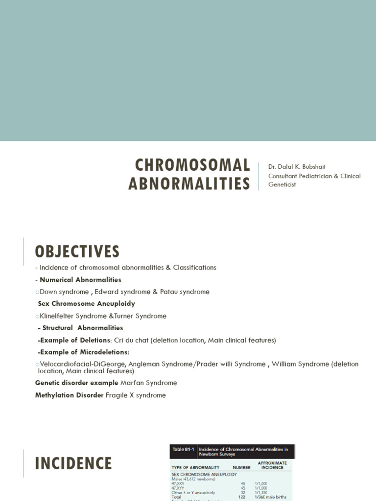 27-Chromosomal Abnormalities (Student Lecture) | PDF