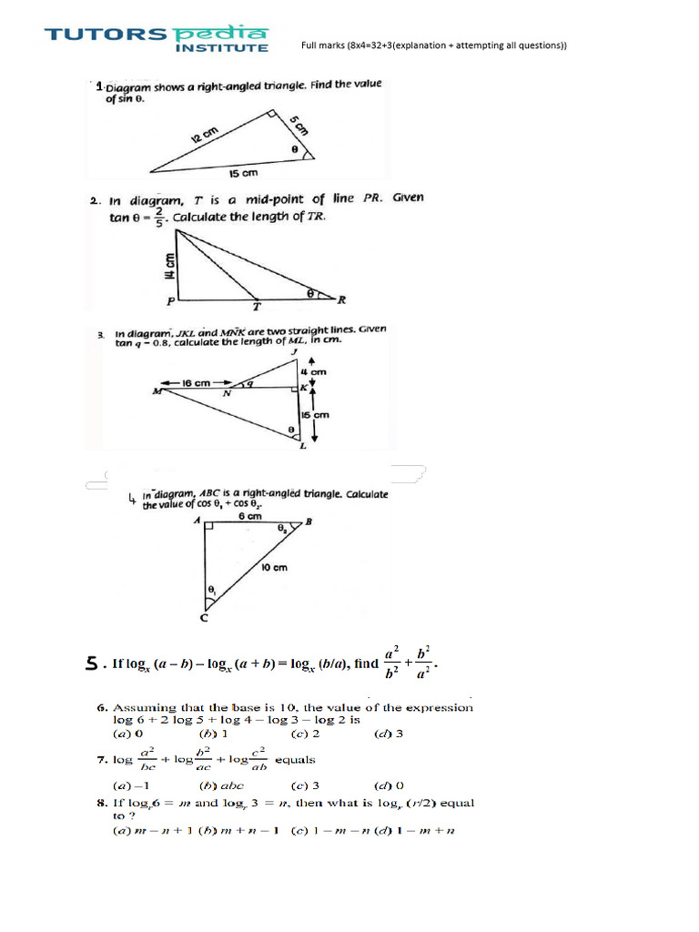 Log and Trigo | PDF