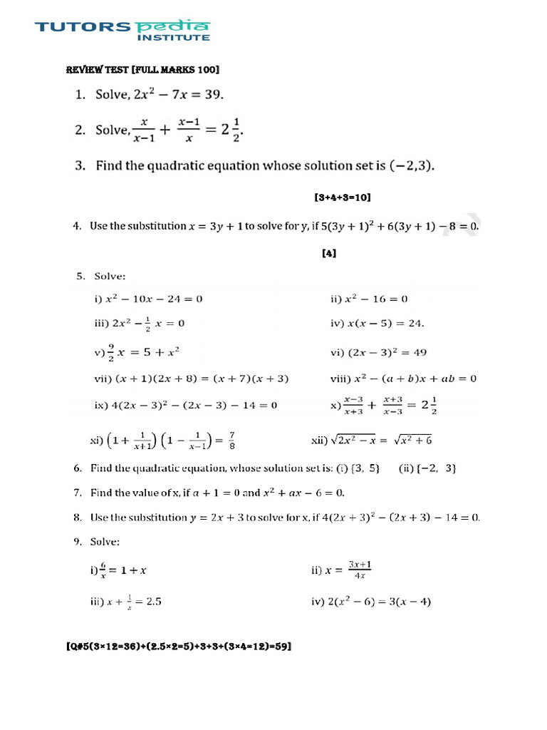 Quadratic Eqn | PDF