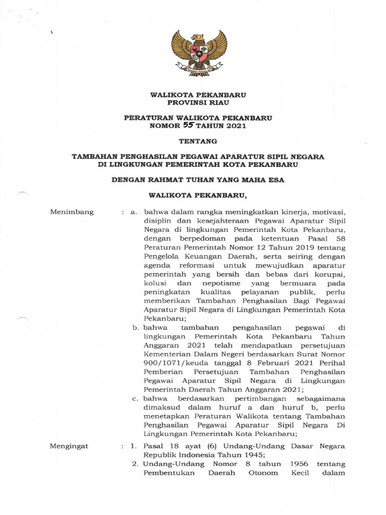 PERWA NO 55 TAHUN 2021 SALINAN | PDF