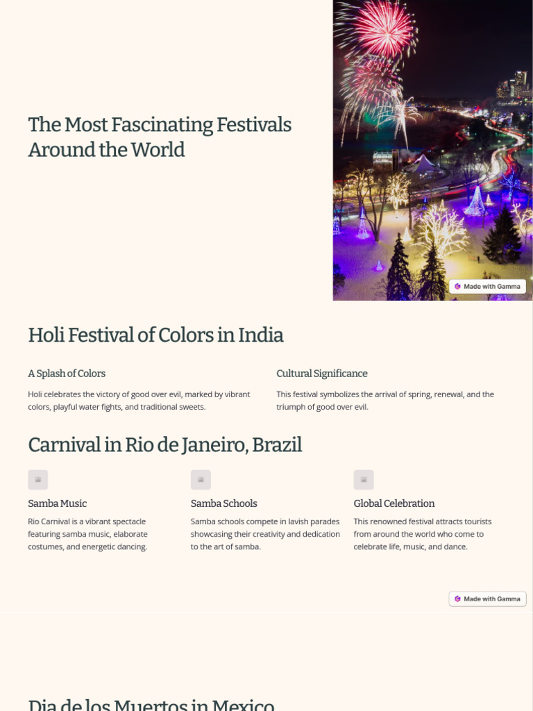 Global Festivals: Culture & Celebration | PDF | Carnival | Festival