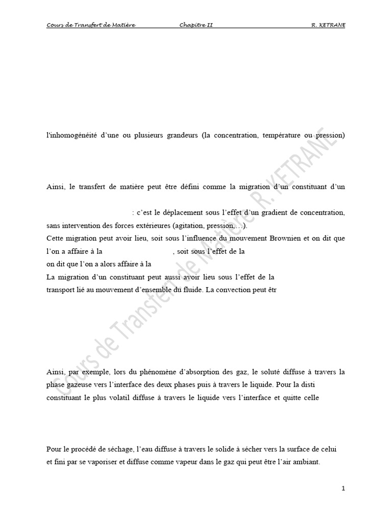 Transfert de matière : convection et diffusion | PDF | La diffusion ...