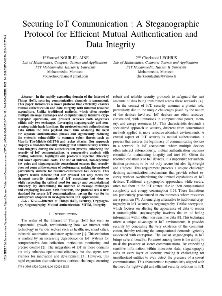 IoT Security: Efficient Steganographic Protocol | PDF | Internet Of ...