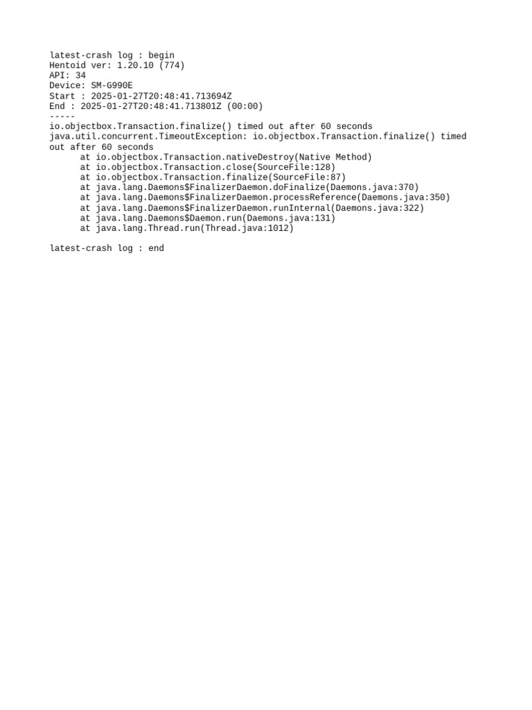 Latest Crash Log | PDF