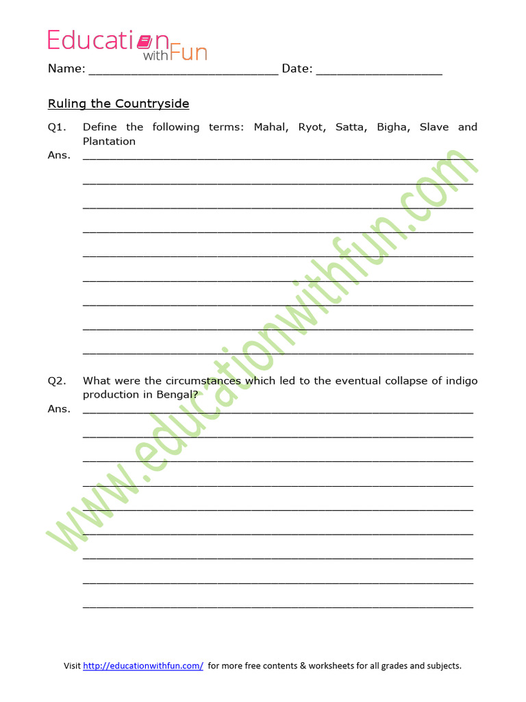 Ruling the Countryside Worksheet 13 | PDF | British Raj | Plantation