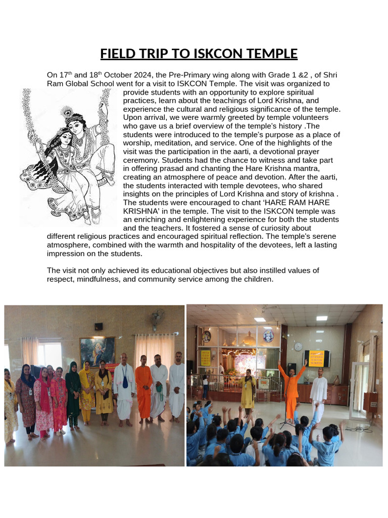 Young Students' ISKCON Temple Visit | PDF