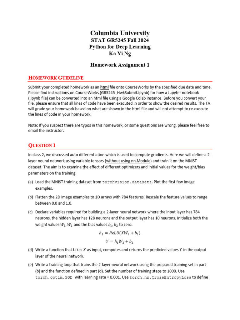 2024 GR5245 HW1_due0929_11pm | PDF | Applied Mathematics | Machine Learning