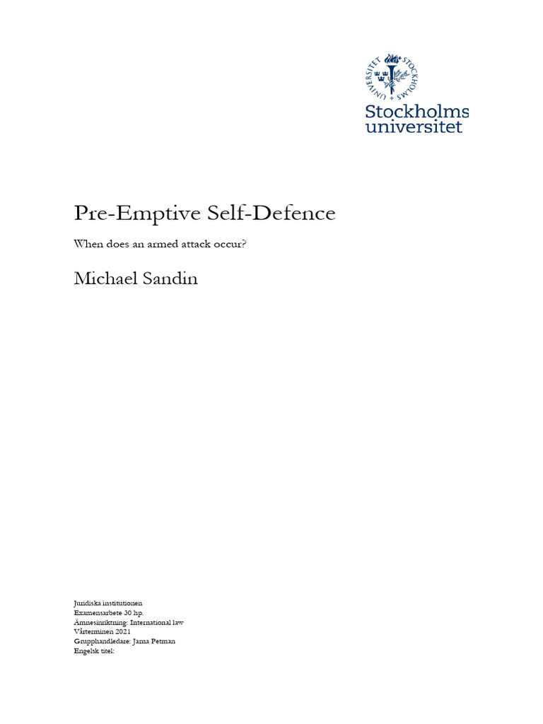 Pre-Emptive Self-Defence in International Law | PDF | International Law ...