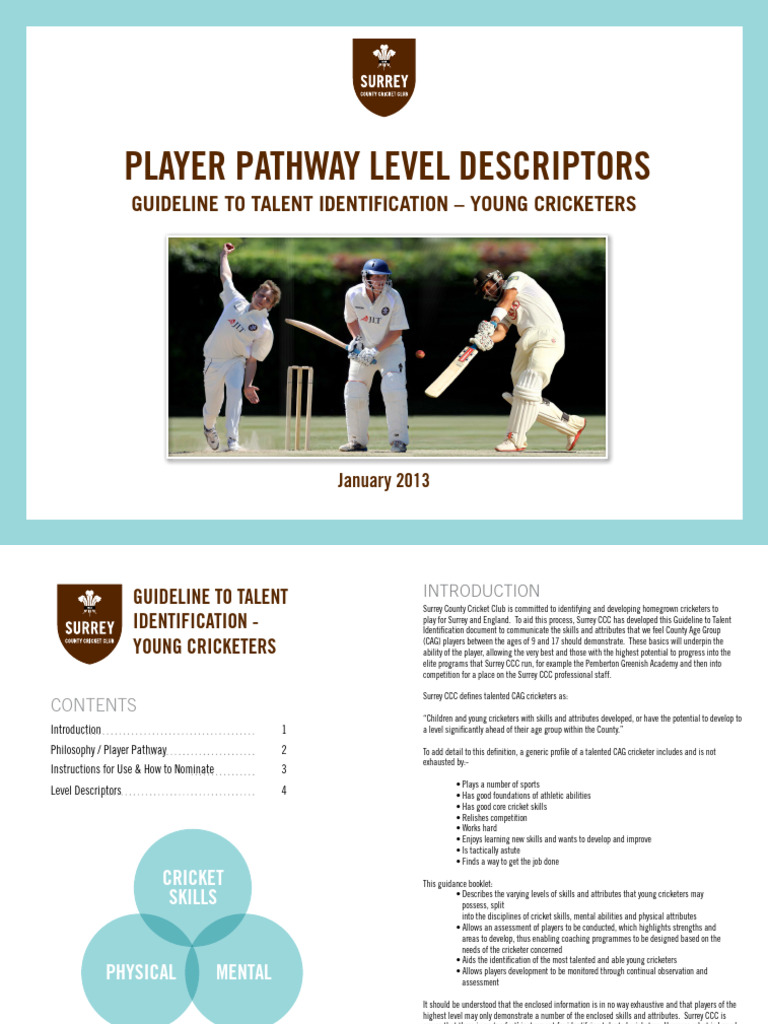 Surrey Cricket Talent Pathway Guide | PDF | Bowling (Cricket) | Ball Games