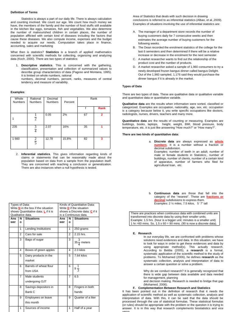 CAF Lesson 1 (EDITED) | PDF | Statistics | Quantitative Research
