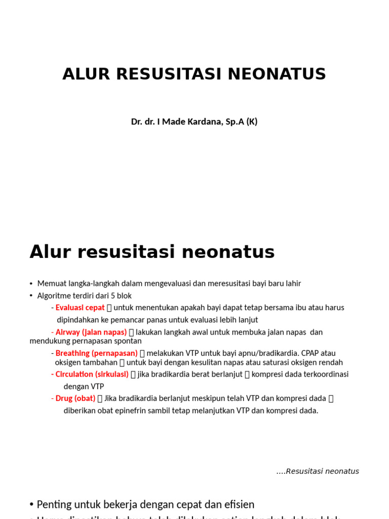 Alur Resusitasi Neonatus - Dr. Kardana | PDF