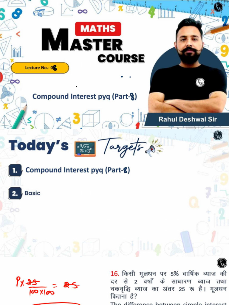 Compound Interest 08 - Class Notes - Maths Master Course (Maths) | PDF