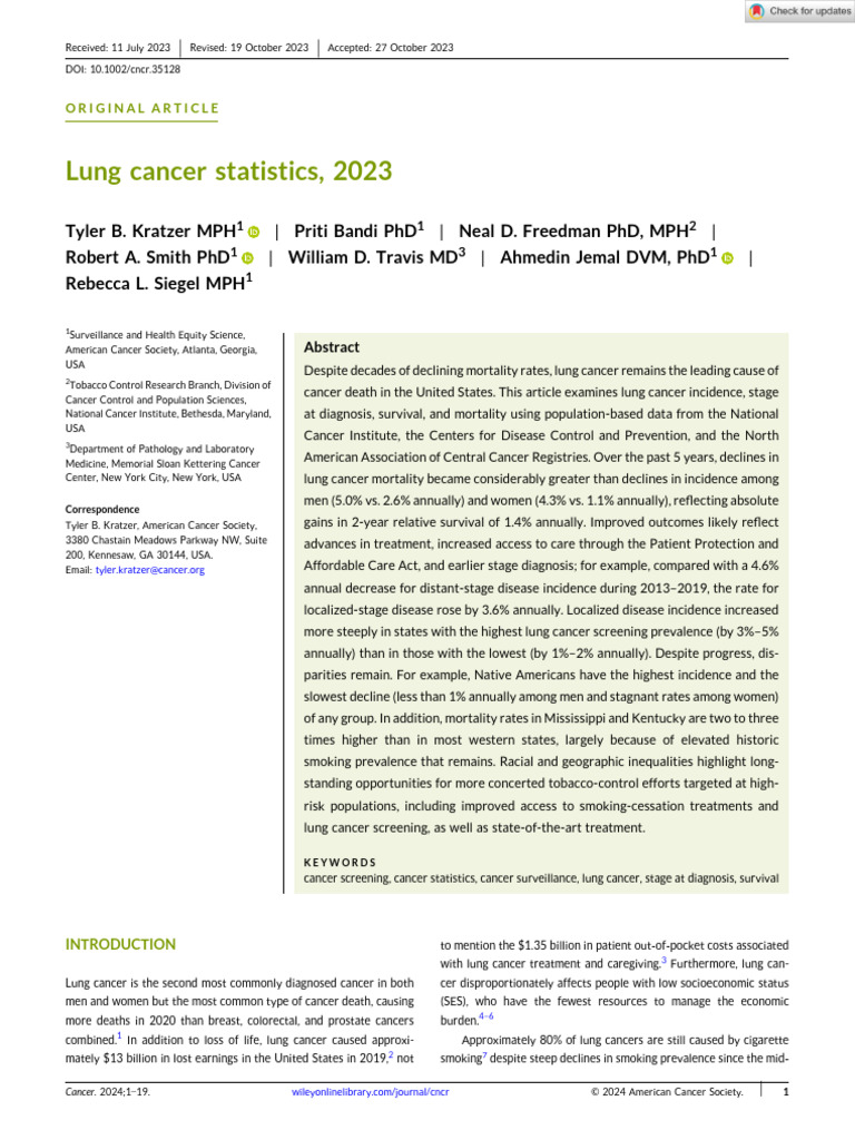 2023 Tyler-B-Kratzer-Lung-Cancer-Statistics-2023-2024 | PDF | Cancer ...