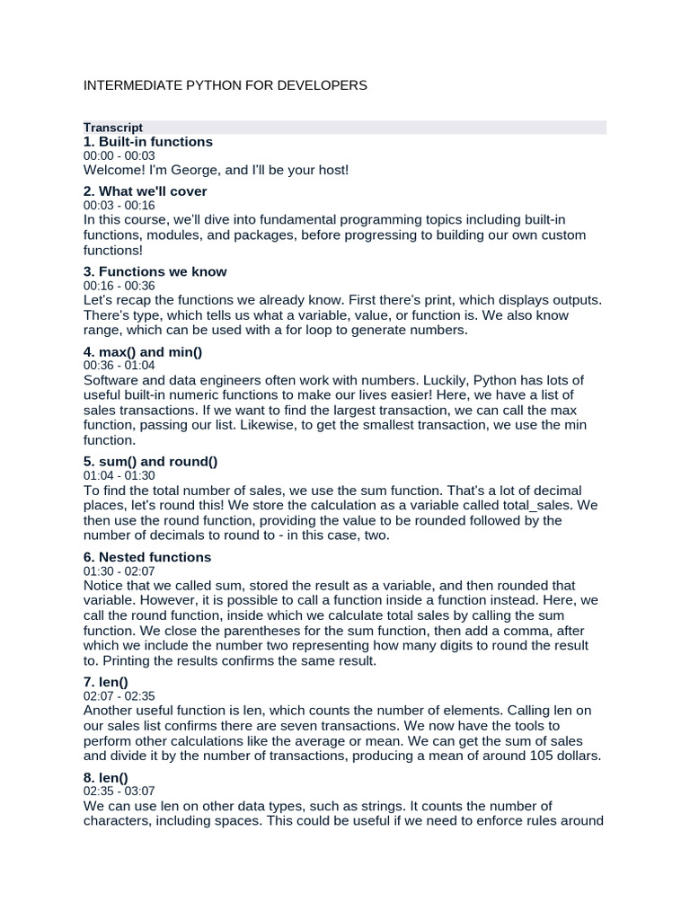 Intermediate Python For Developers | PDF | Anonymous Function | Parameter (Computer Programming)