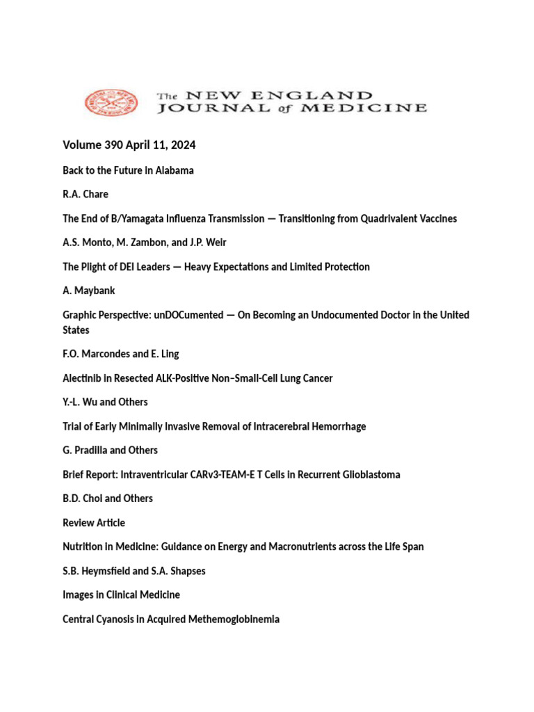 NEJM April 2nd Week 2024 Index | PDF