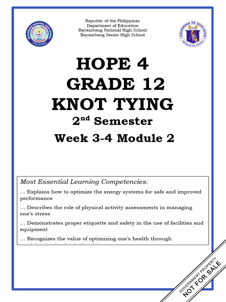 HOPE 4 Module 2 KNOT TYING 1 | PDF | Knot | Scoutcraft