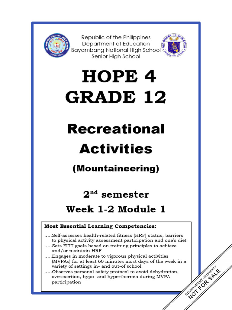Grade 12 Mountaineering Module | PDF
