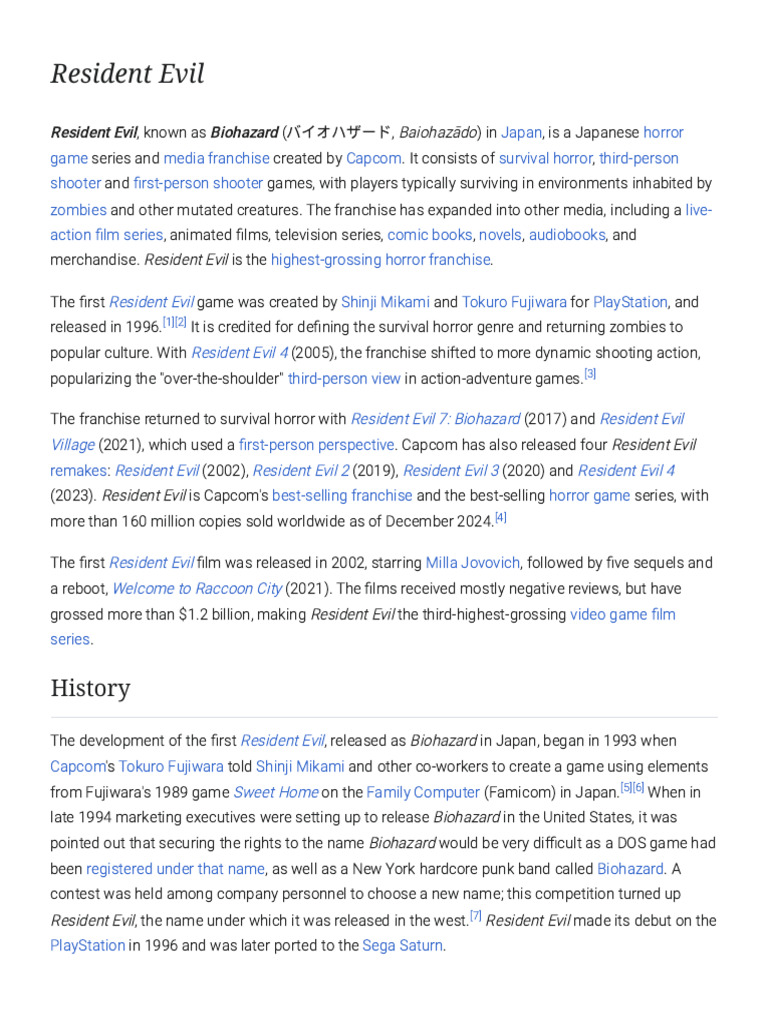 Resident Evil - Wikipedia | PDF | Resident Evil | Zombies