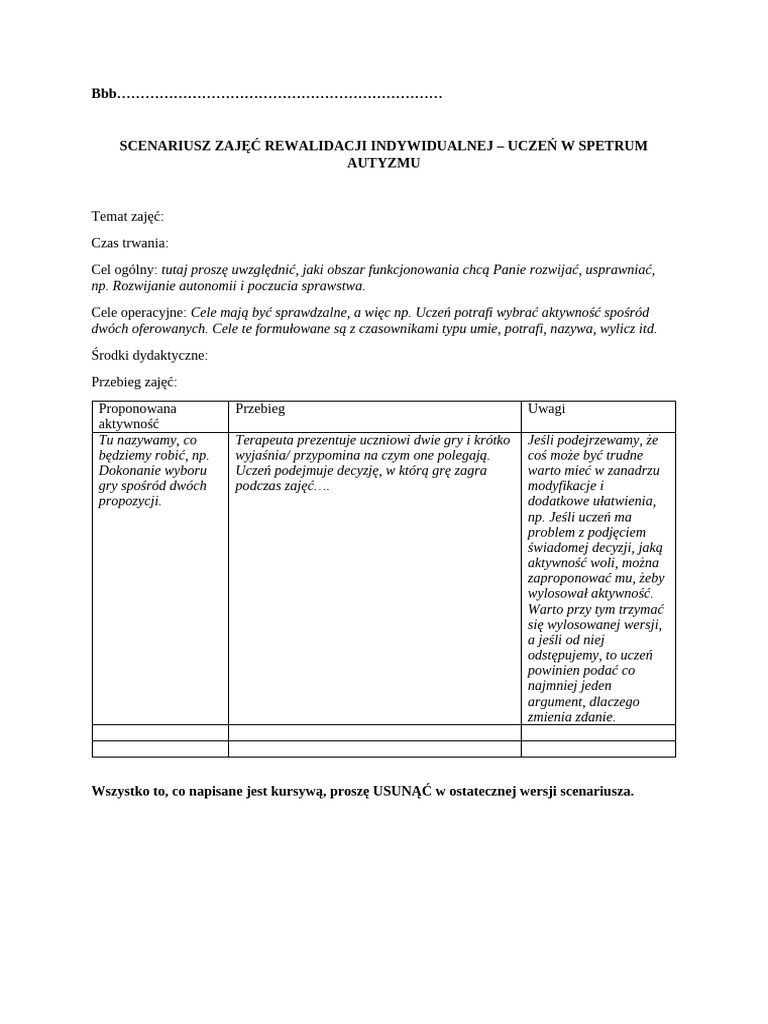 Scenariusz Rewalidacja | PDF