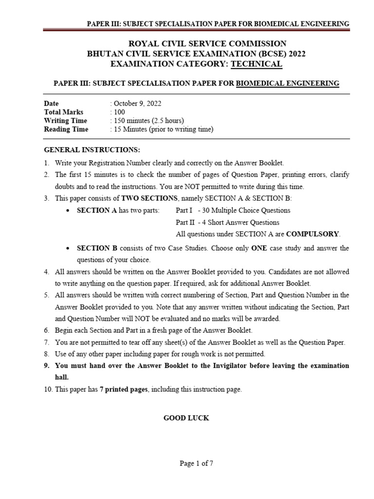 Biomedical Engineering Exam Paper 2022 | PDF | Flow Measurement
