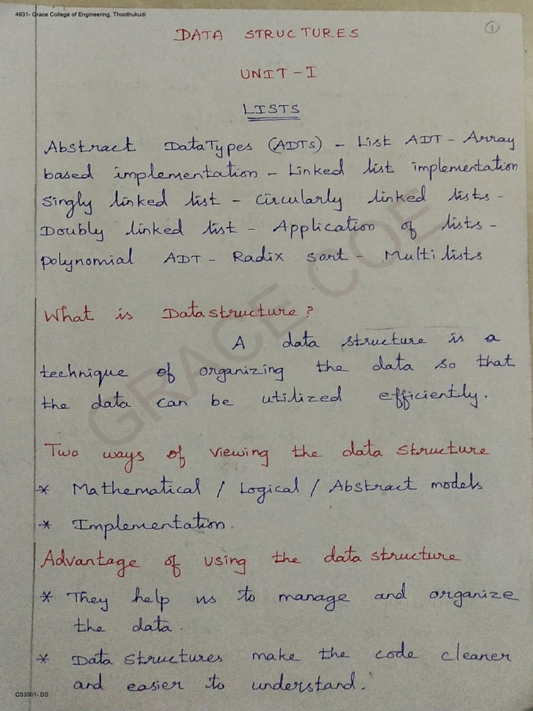 Unit 1 Data Structure | PDF