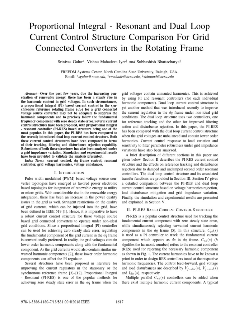 Proportional Integral Resonant and Dual Loop Current Control Structure ... Proportional Integral Resonant and Dual Loop Current Control Structure ...
