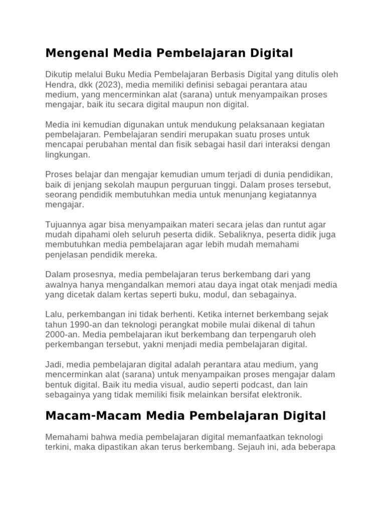 Mengenal Media Pembelajaran Digital | PDF