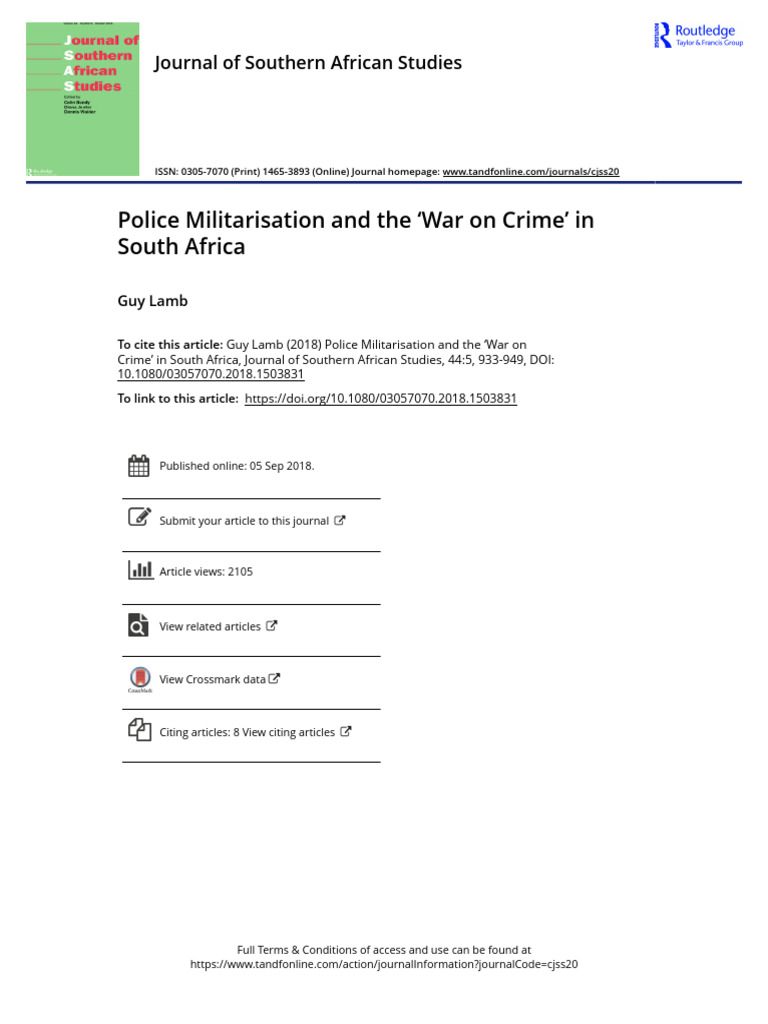 Police Militarisation in South Africa | PDF | Police | Crimes