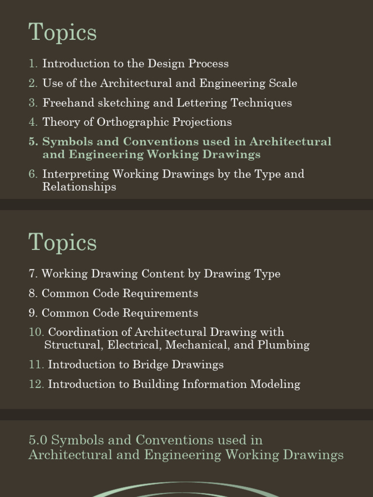Topic 5 Symbols and Conventions Used in Architectural and Engineering | PDF