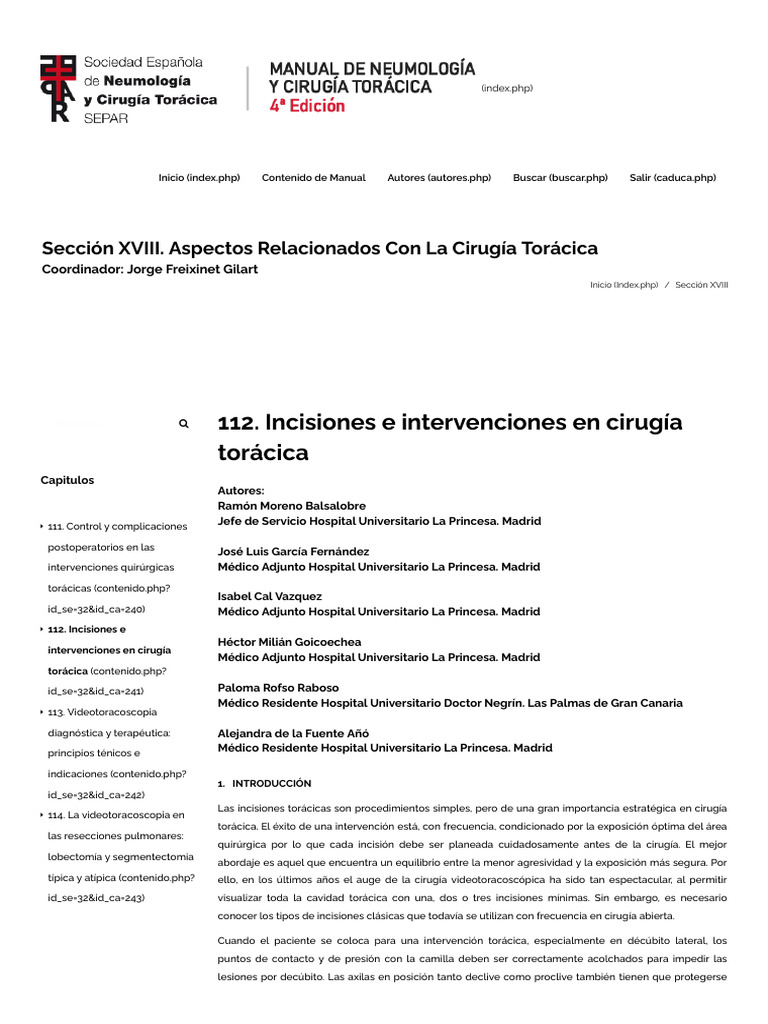 Incisiones en Cirugía Torácica | PDF | Tórax | Pulmón