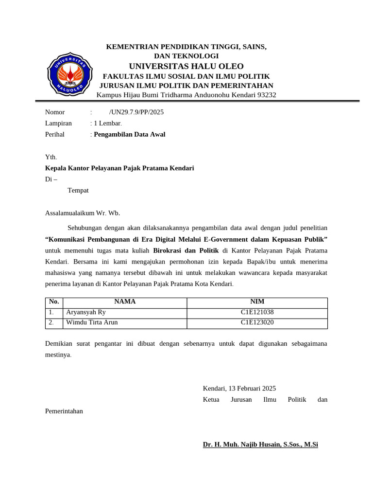 Surat Data Awal 12 | PDF