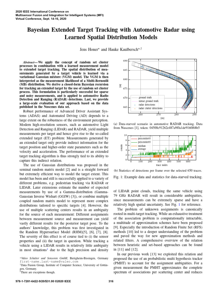 Bayesian Extended Target Tracking With Automotive Radar Using Pdf