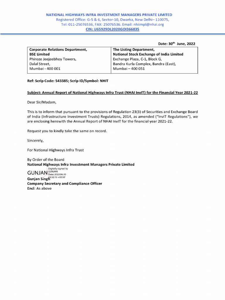 NHAI IT Annual Report 2021-22 | PDF | Public–Private Partnership | Infrastructure